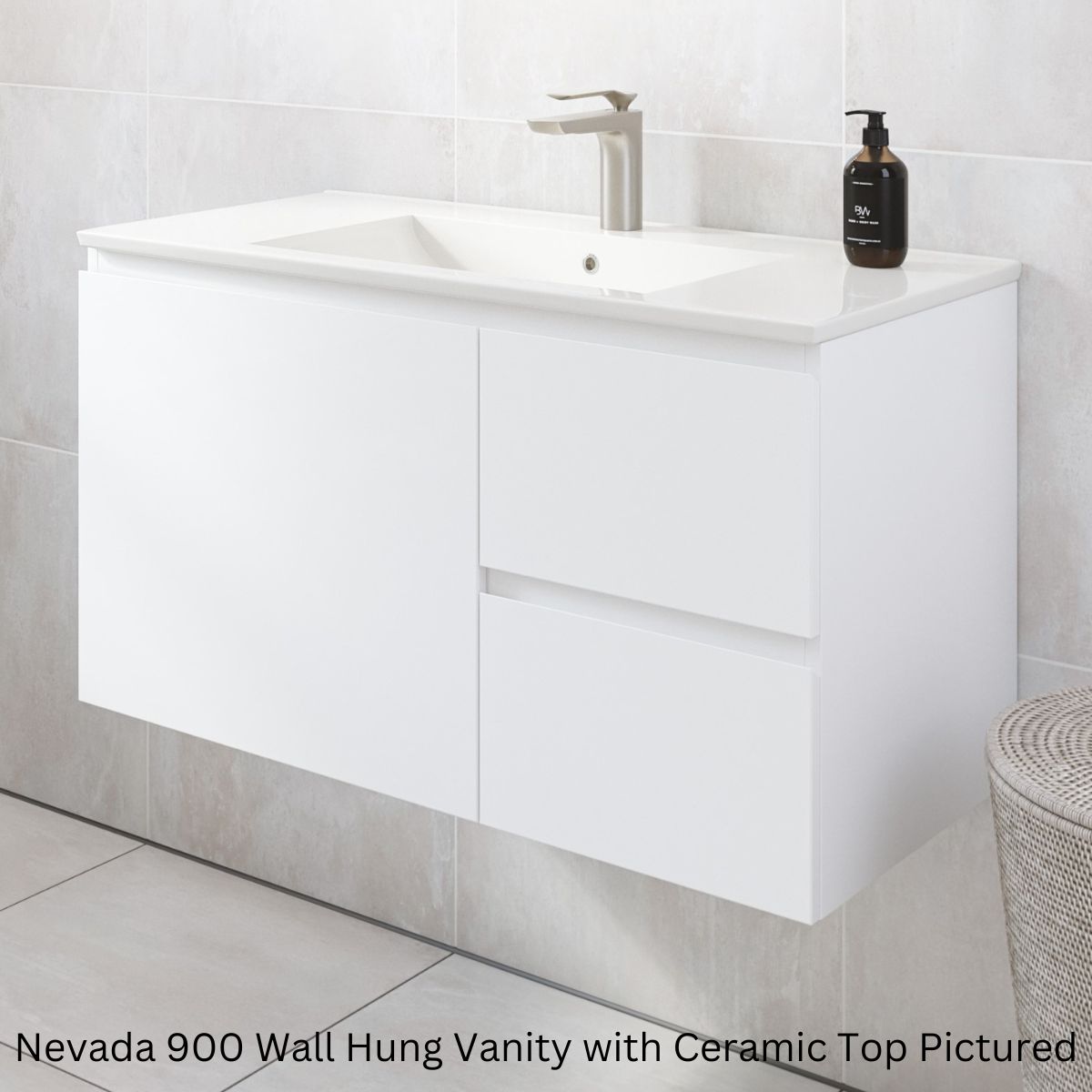 Timberline Nevada 900mm Wall Hung Vanity with Alpha Ceramic Top