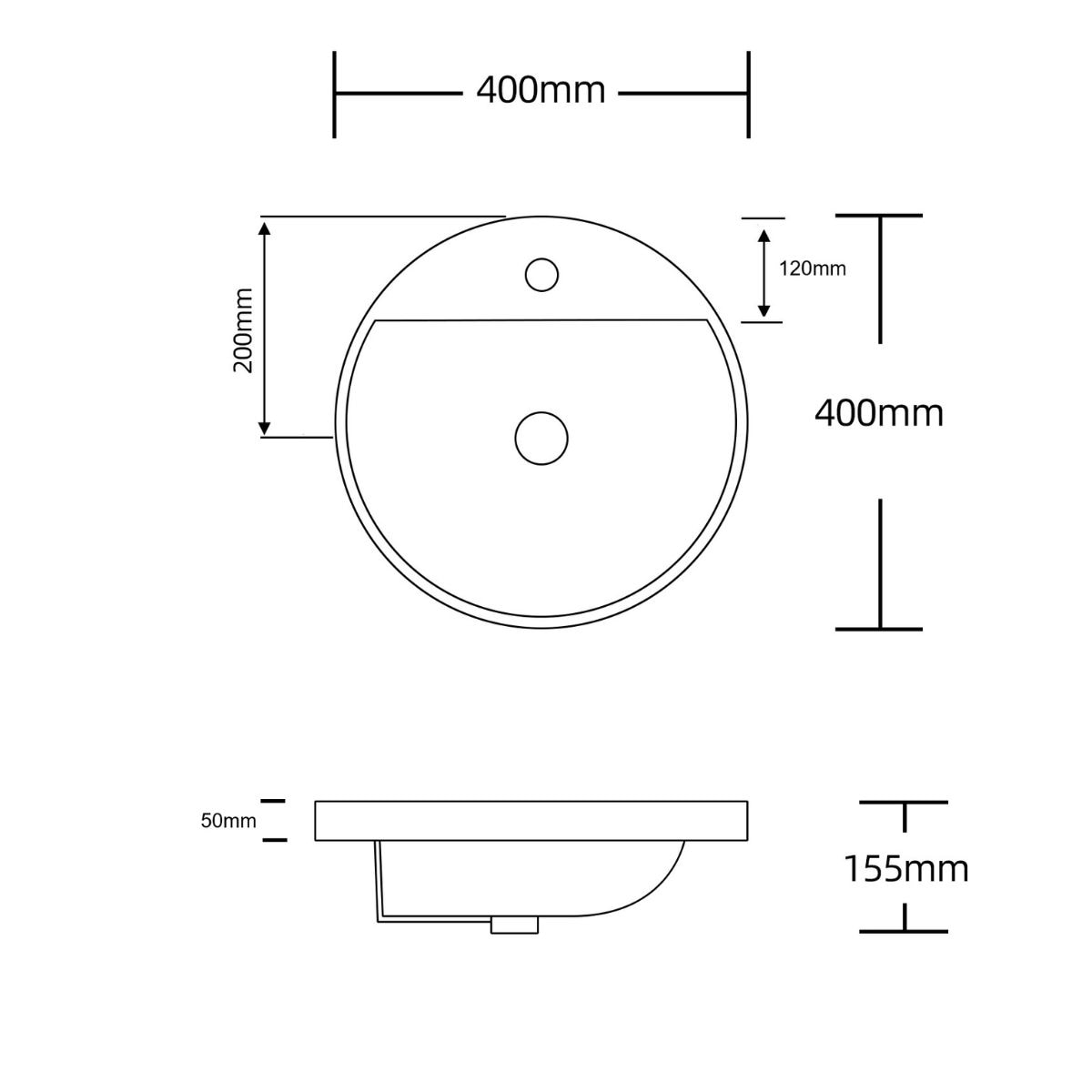 Essence Express Round Semi Inset Basin with 1 Tap Hole